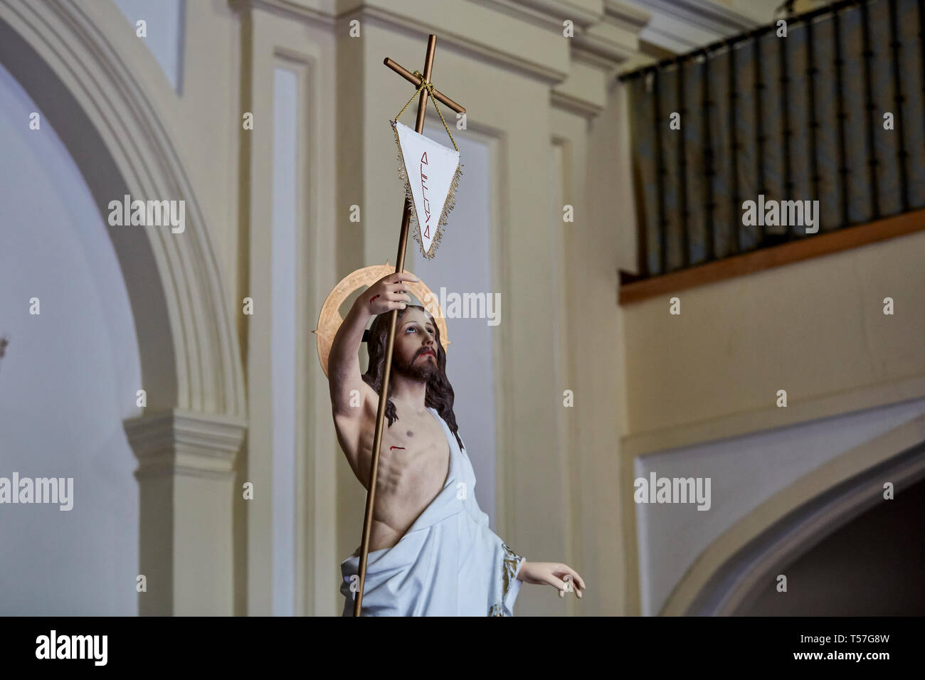 The image of Resurrected Christ seen before the traditional procession ...