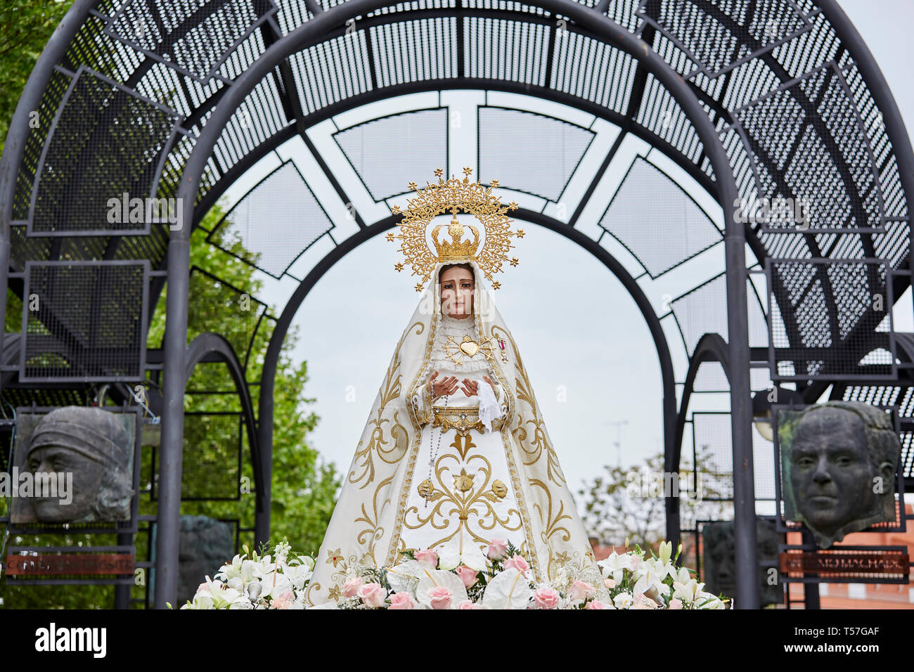 The image of Virgin Mary seen during the traditional procession of ...