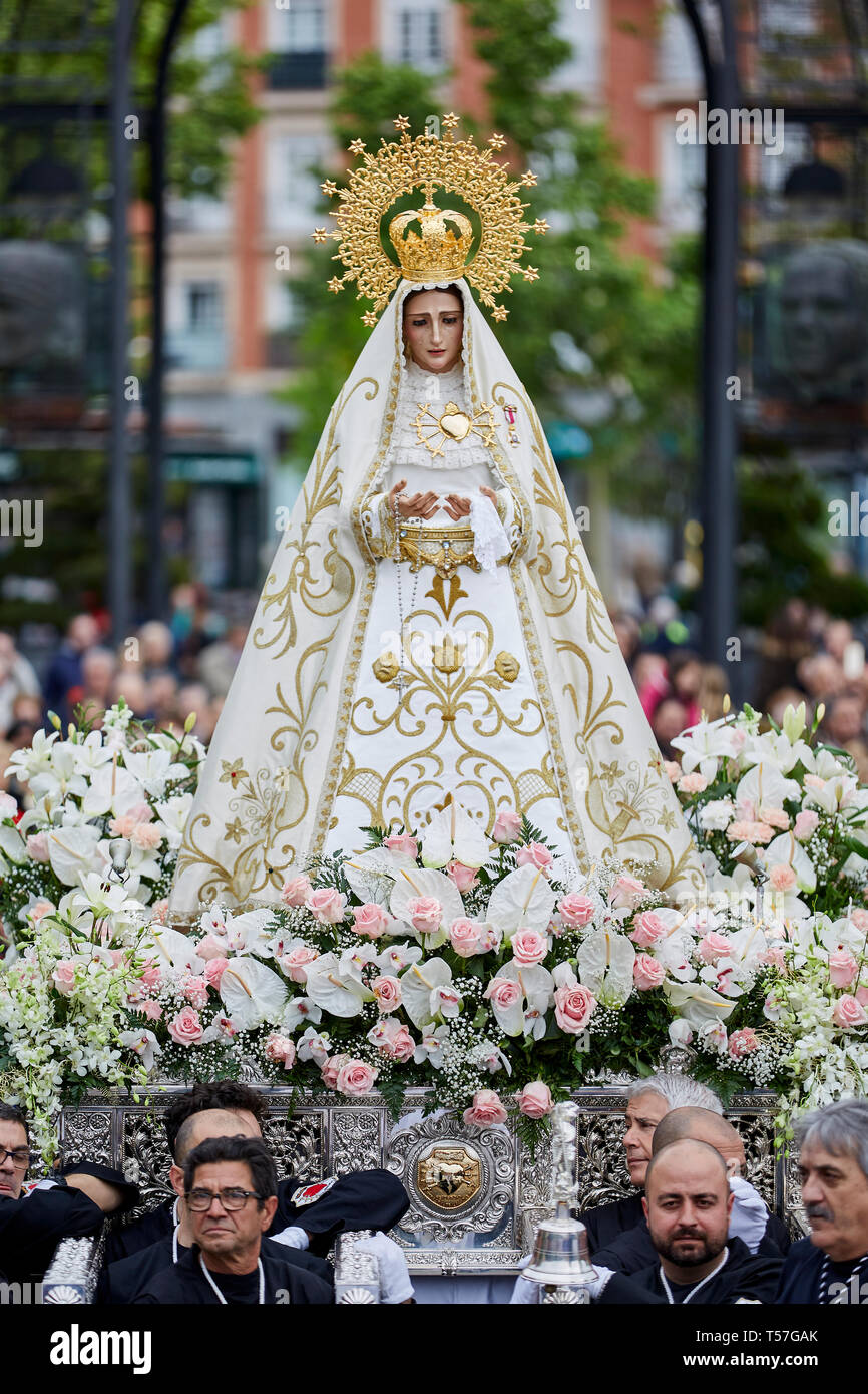 The image of Virgin Mary seen during the traditional procession of ...