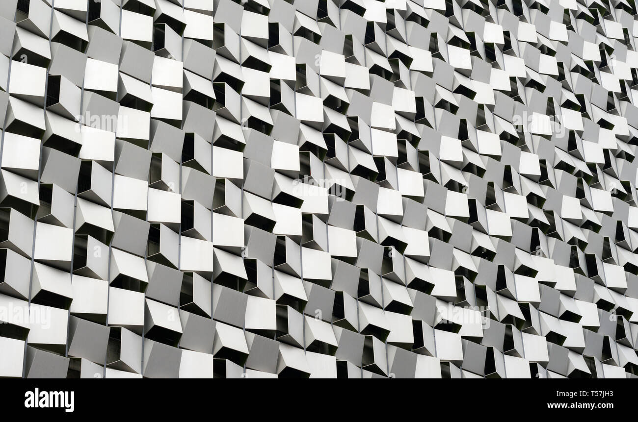 Anodised aluminium panels forming geometric cheese grater pattern on ...