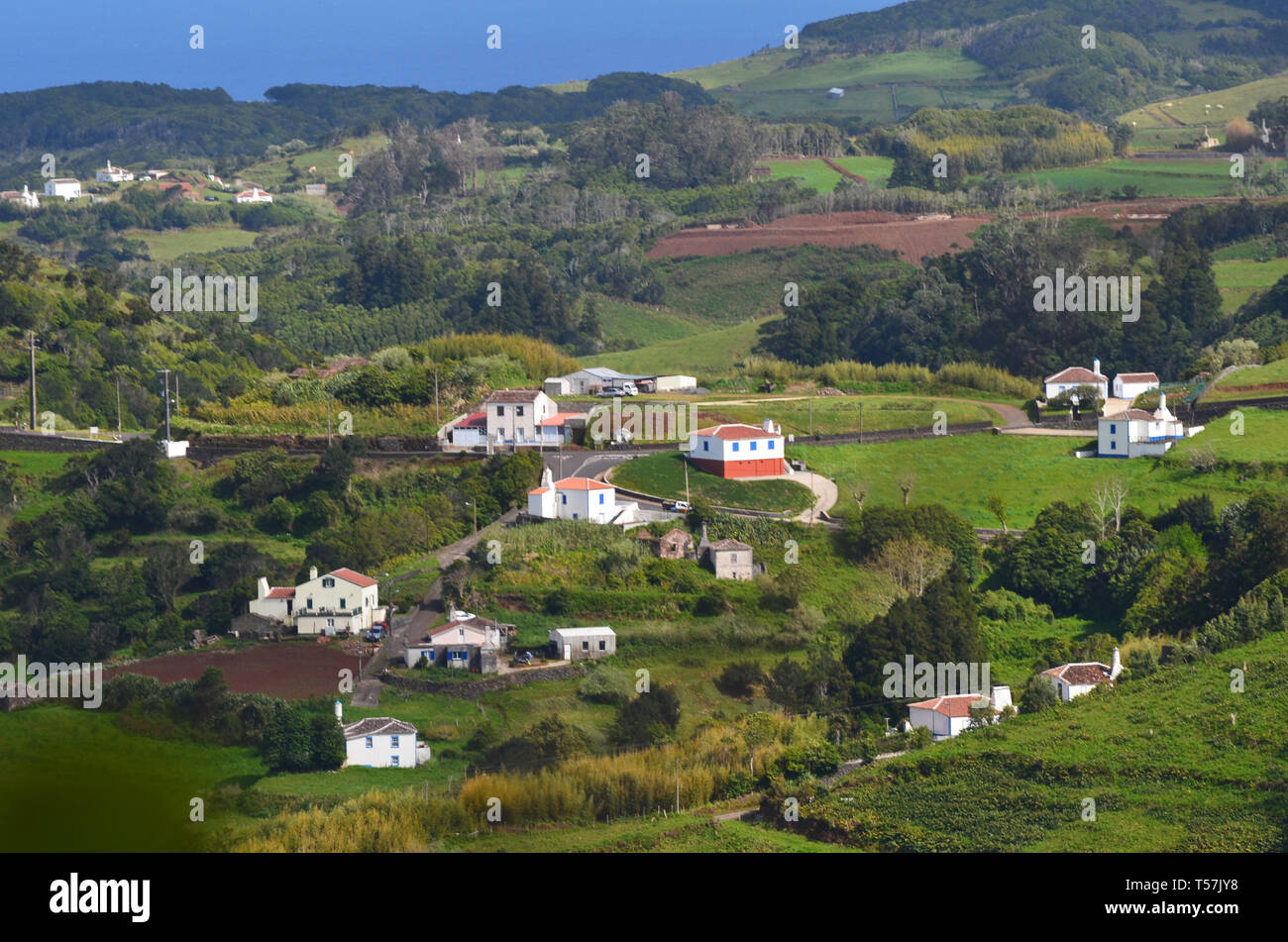 Traditional houses and rural landscapes in Santa Barbara, a small ...