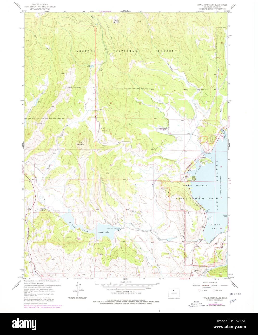 USGS TOPO Map Colorado CO Trail Mountain 234769 1957 24000 Restoration ...