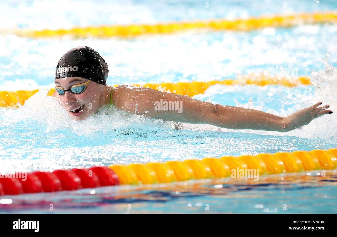 Alys Thomas in final of the Womens Open 100m Butterfly during day six ...