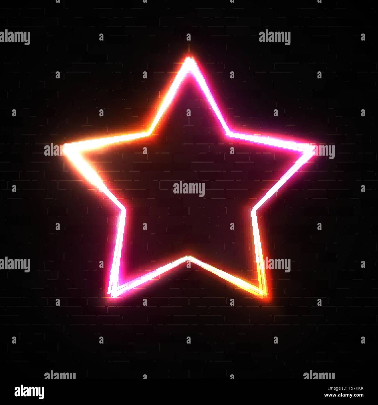 Shining star shape frame on black brick wall Stock Vector Image & Art ...