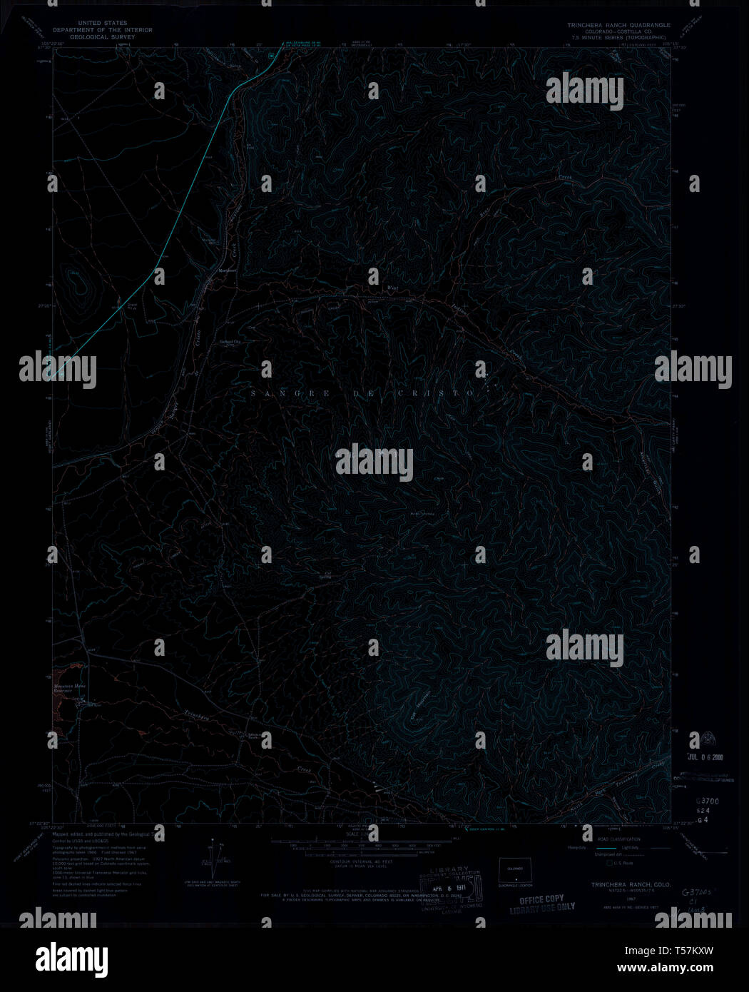 USGS TOPO Map Colorado CO Trinchera Ranch 402041 1967 24000 Inverted ...