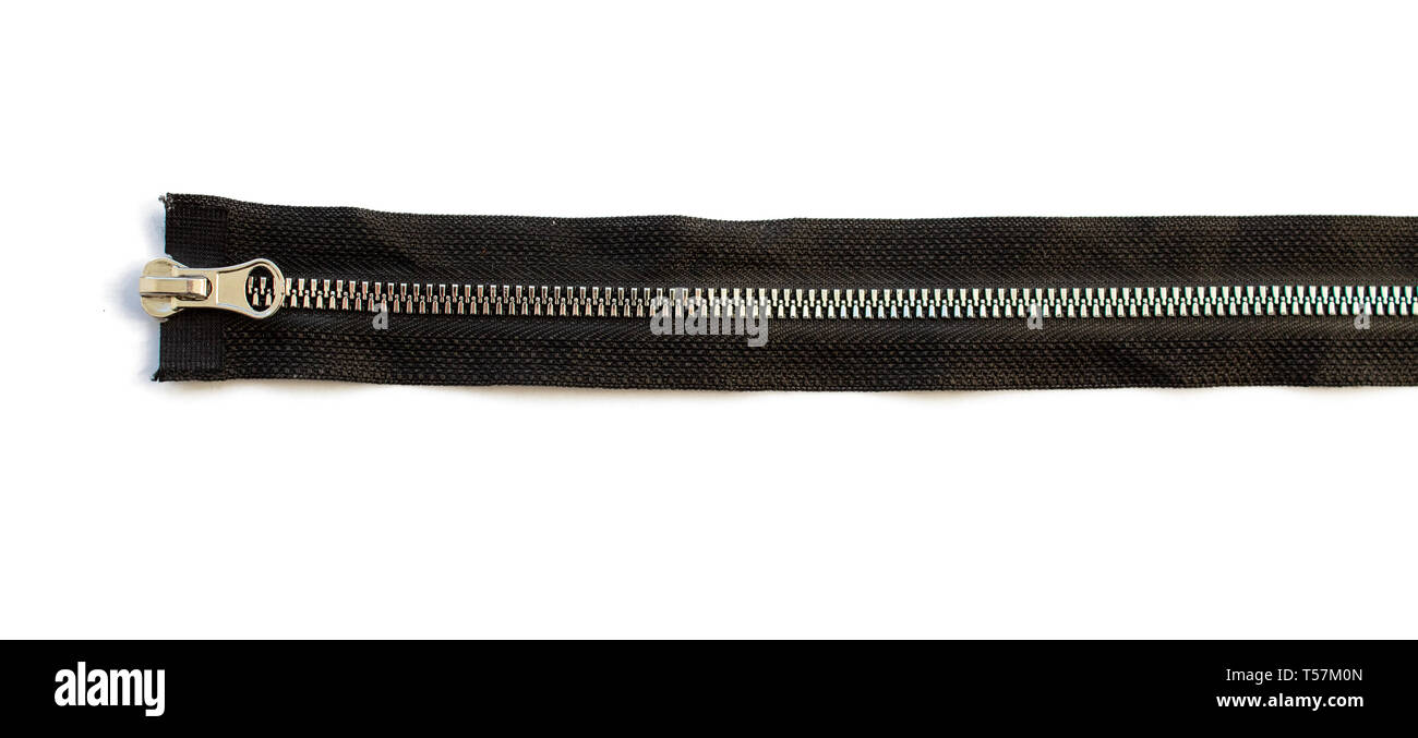 metal close zipper closeup isolated on white background Stock Photo - Alamy