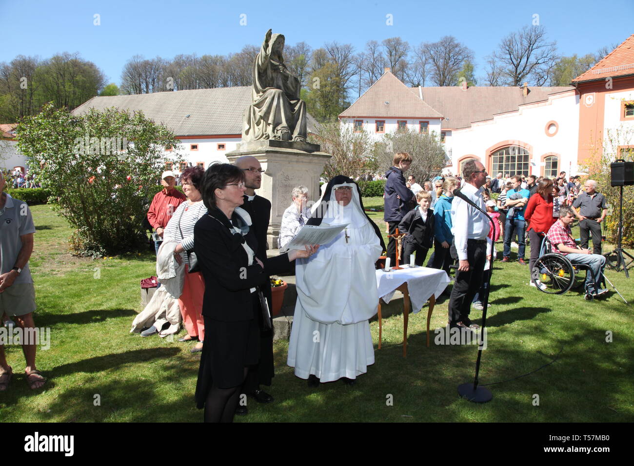 21.04.2019 Ostritz Saxony Germany. The Easter horse procession (the ...