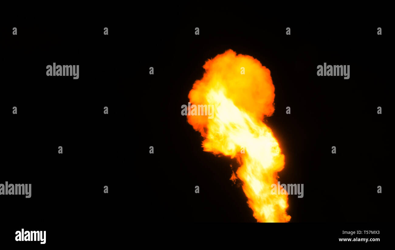 Flame jet, streams of flame on black background at night Stock Photo ...