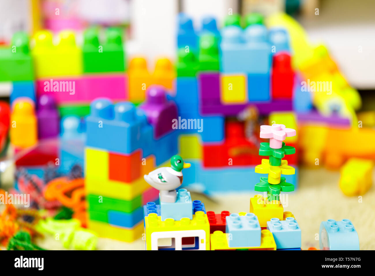 Toy building bricks tower hi-res stock photography and images - Alamy