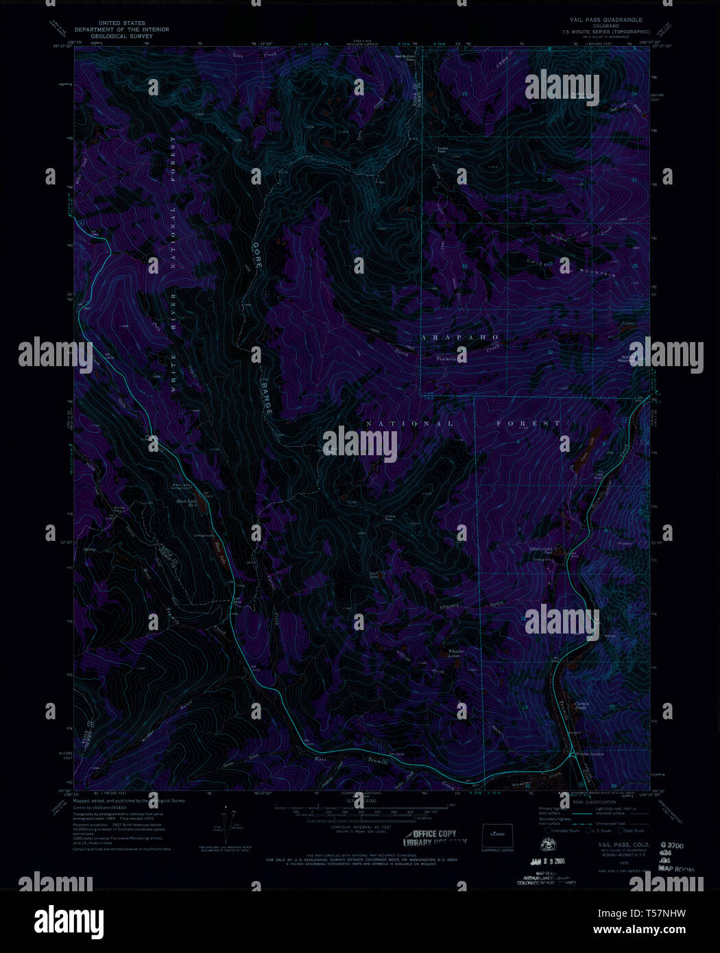 USGS TOPO Map Colorado CO Vail Pass 401965 1970 24000 Inverted ...