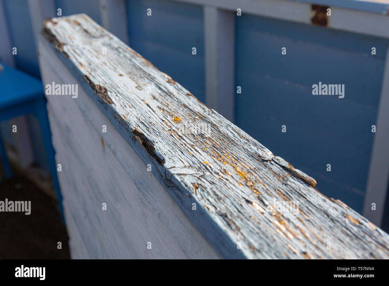 Weathered wood in a beach hut in Frinton-on-Sea, Essex UK Stock Photo ...