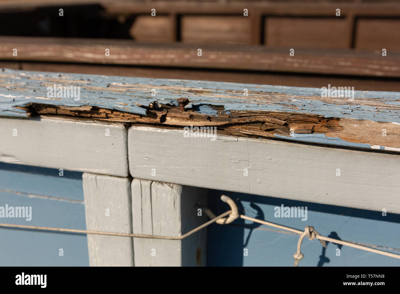 Weathered wood in a beach hut in Frinton-on-Sea, Essex UK Stock Photo ...