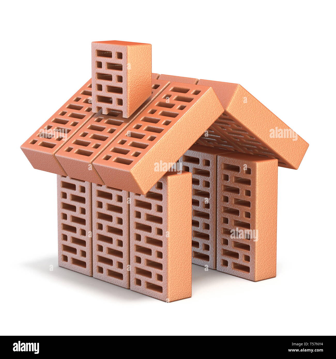Small house sign made of bricks 3D render illustration isolated on ...