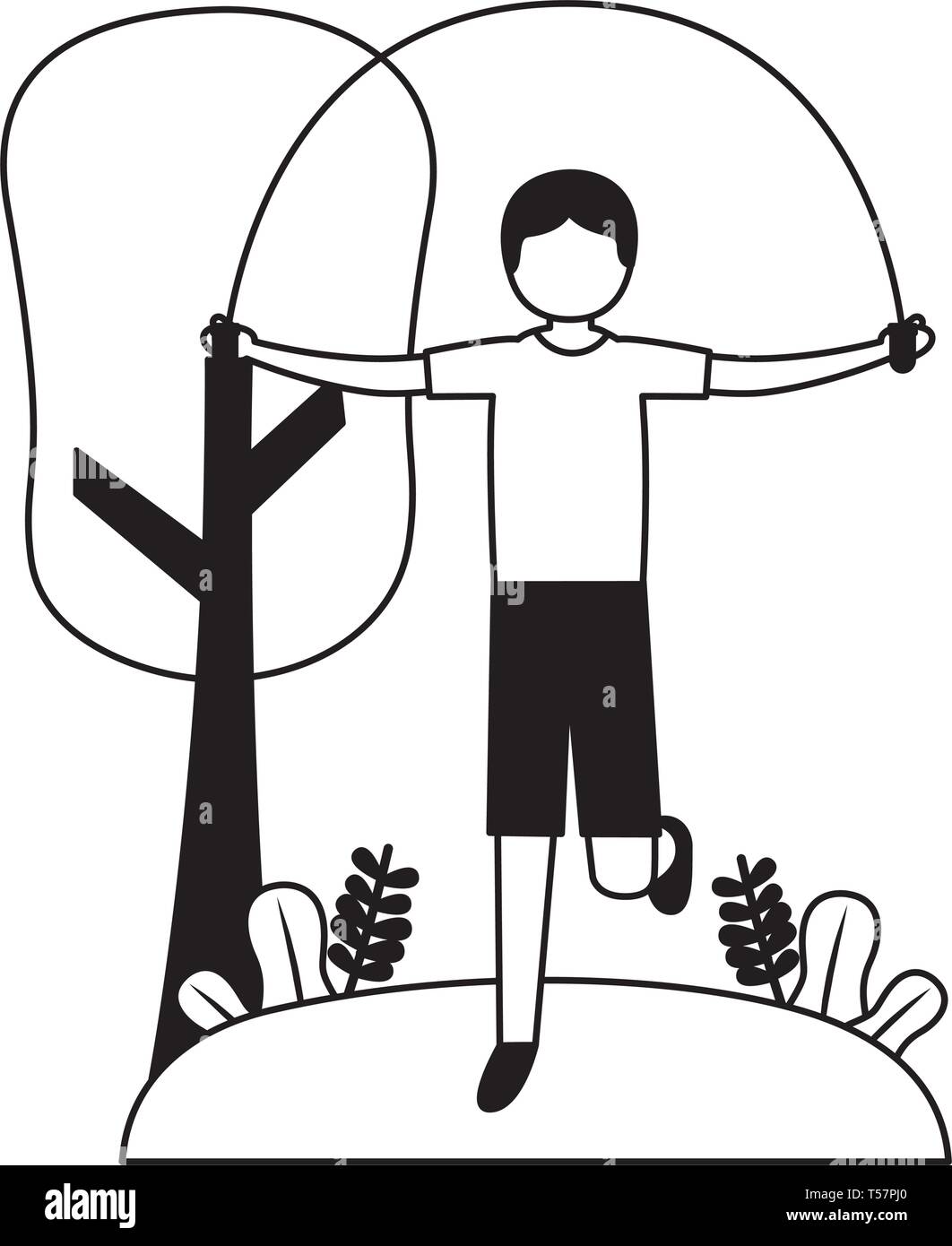 sporty man jumping rope Stock Vector Image & Art - Alamy