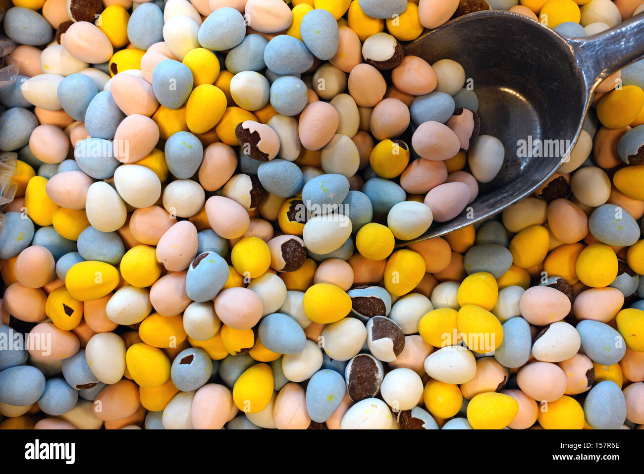 Small colorful chocolate eggs in hard sugar shell in bulk for Easter ...