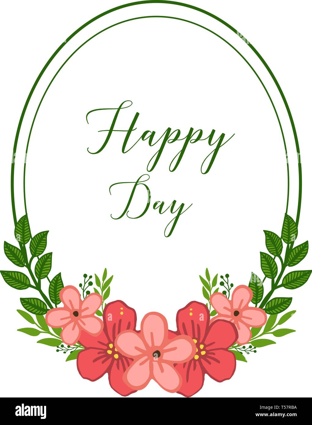 Vector illustration happy day with design orange flower frame hand ...