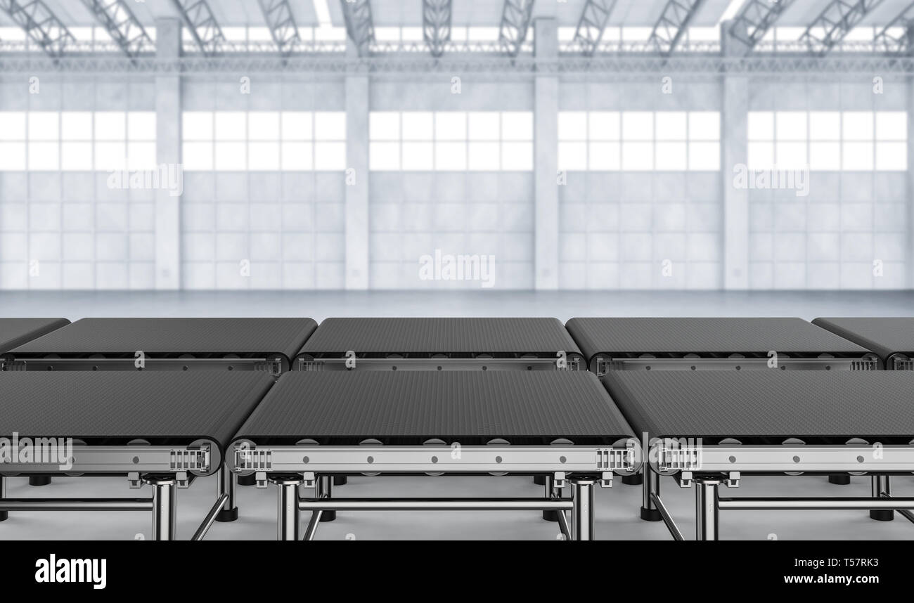 3d rendering empty conveyor belt in factory Stock Photo - Alamy