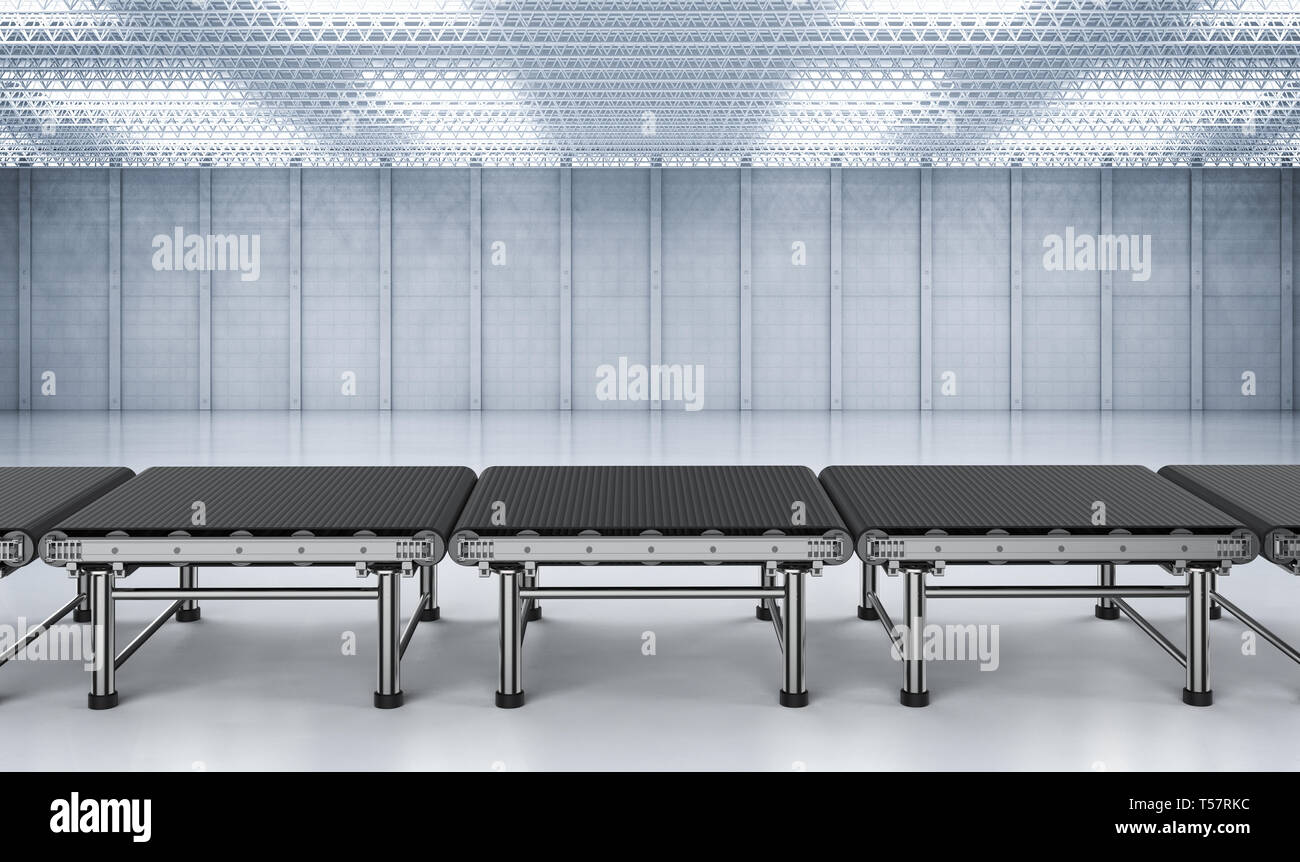 3d rendering empty conveyor belt in factory Stock Photo - Alamy