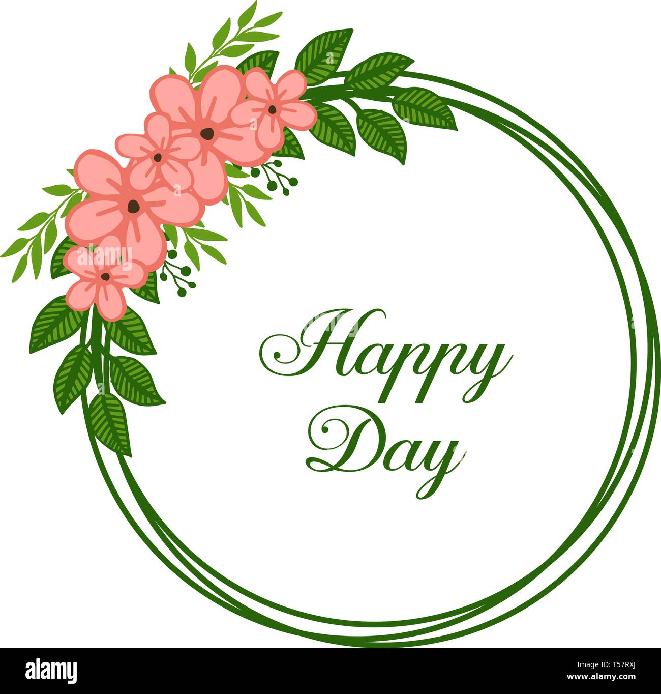 Vector illustration banner happy day with pattern art green leafy ...