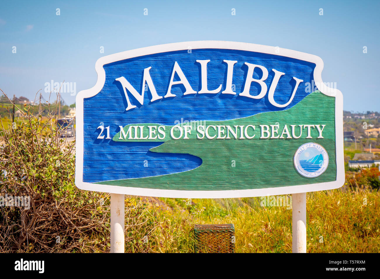 Welcome to Malibu sign at the PCH - MALIBU, USA - MARCH 29, 2019 Stock ...