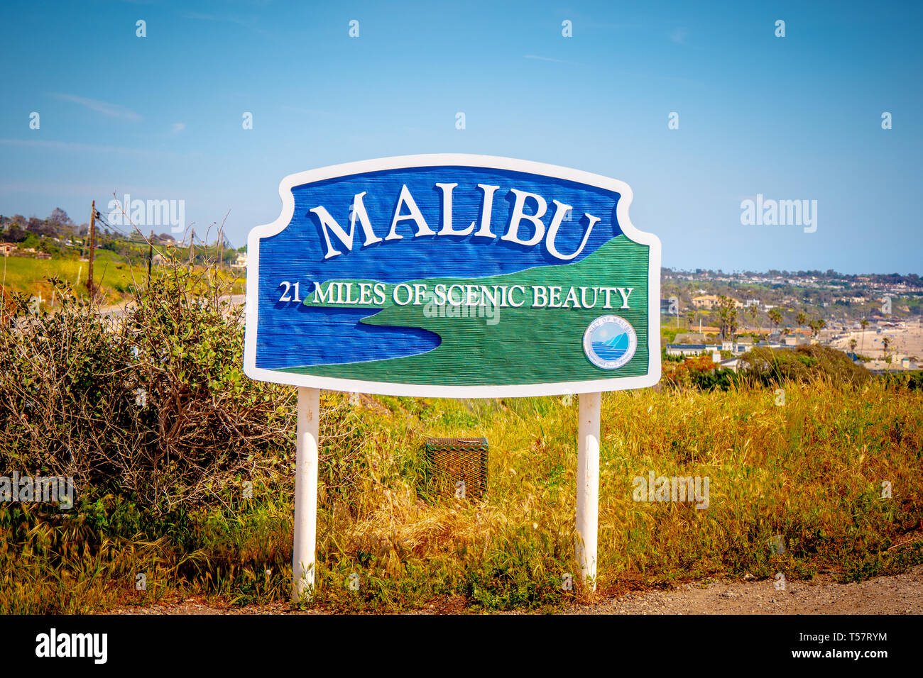 Welcome to Malibu sign at the PCH - MALIBU, USA - MARCH 29, 2019 Stock ...