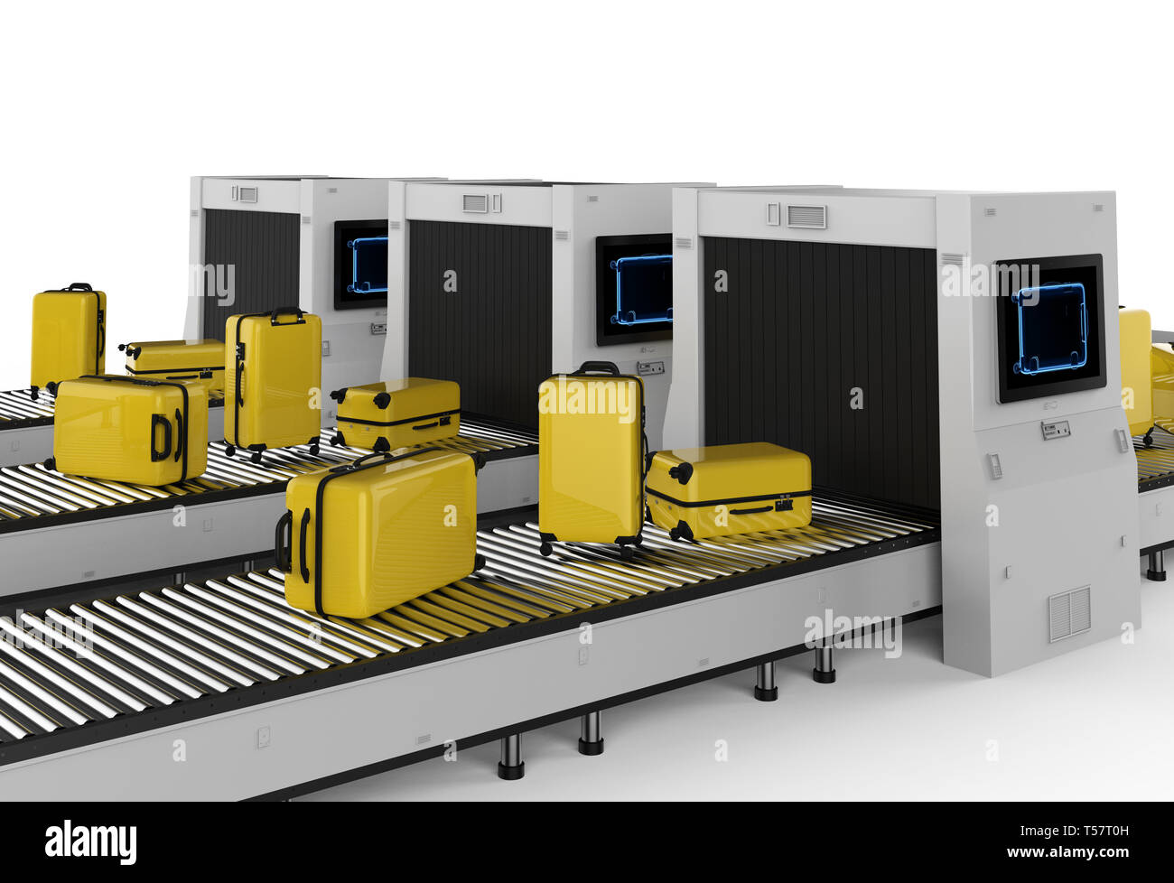3d rendering scanner machine is scanning luggage in airport Stock Photo ...