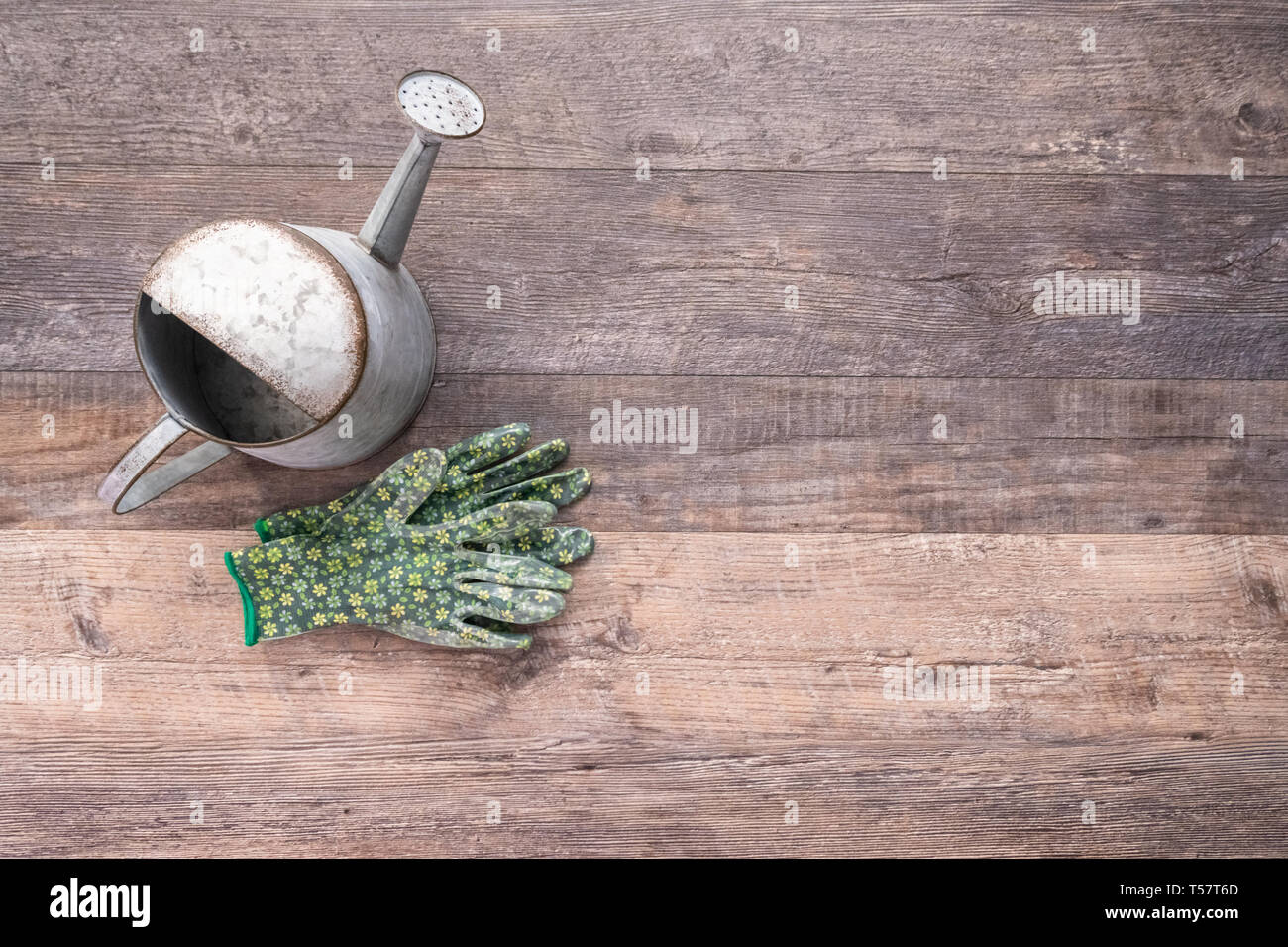 Flat lay. Small garden tools are ready for Spring planting season ...
