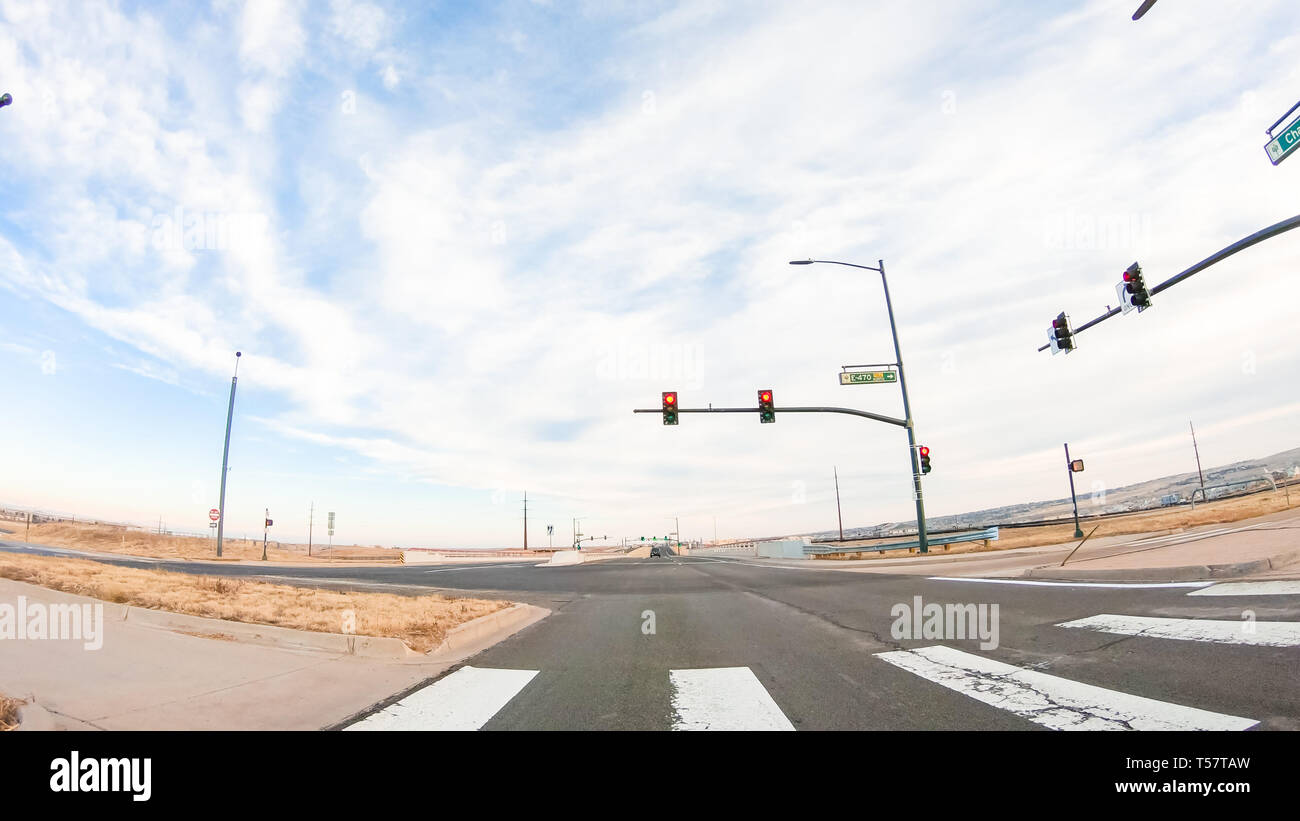 Road intersection in rural suburban neighborhood Stock Photo - Alamy