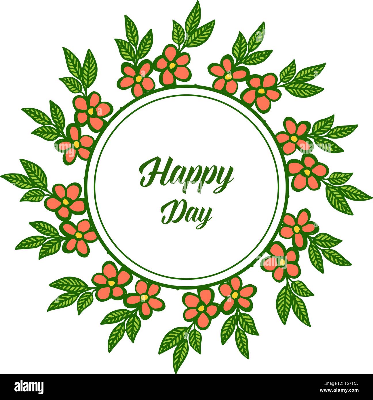 Vector illustration shape orange floral frame for template happy day ...