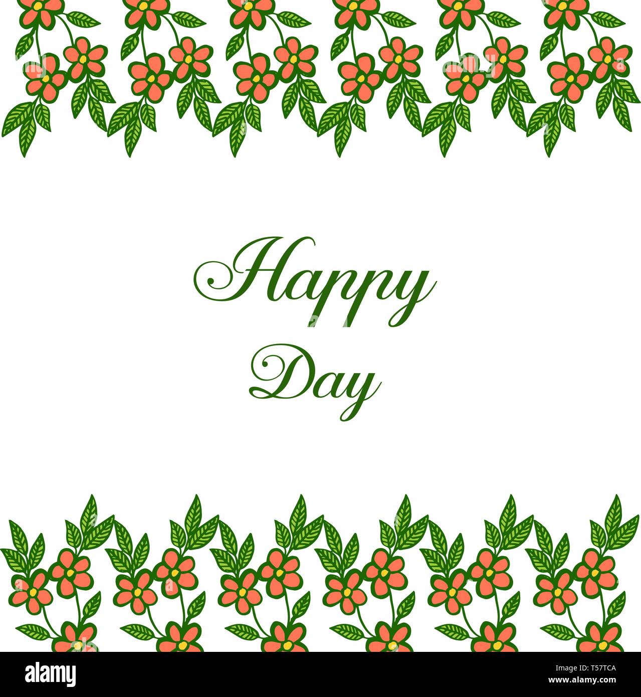Vector illustration shape orange floral frame for template happy day ...