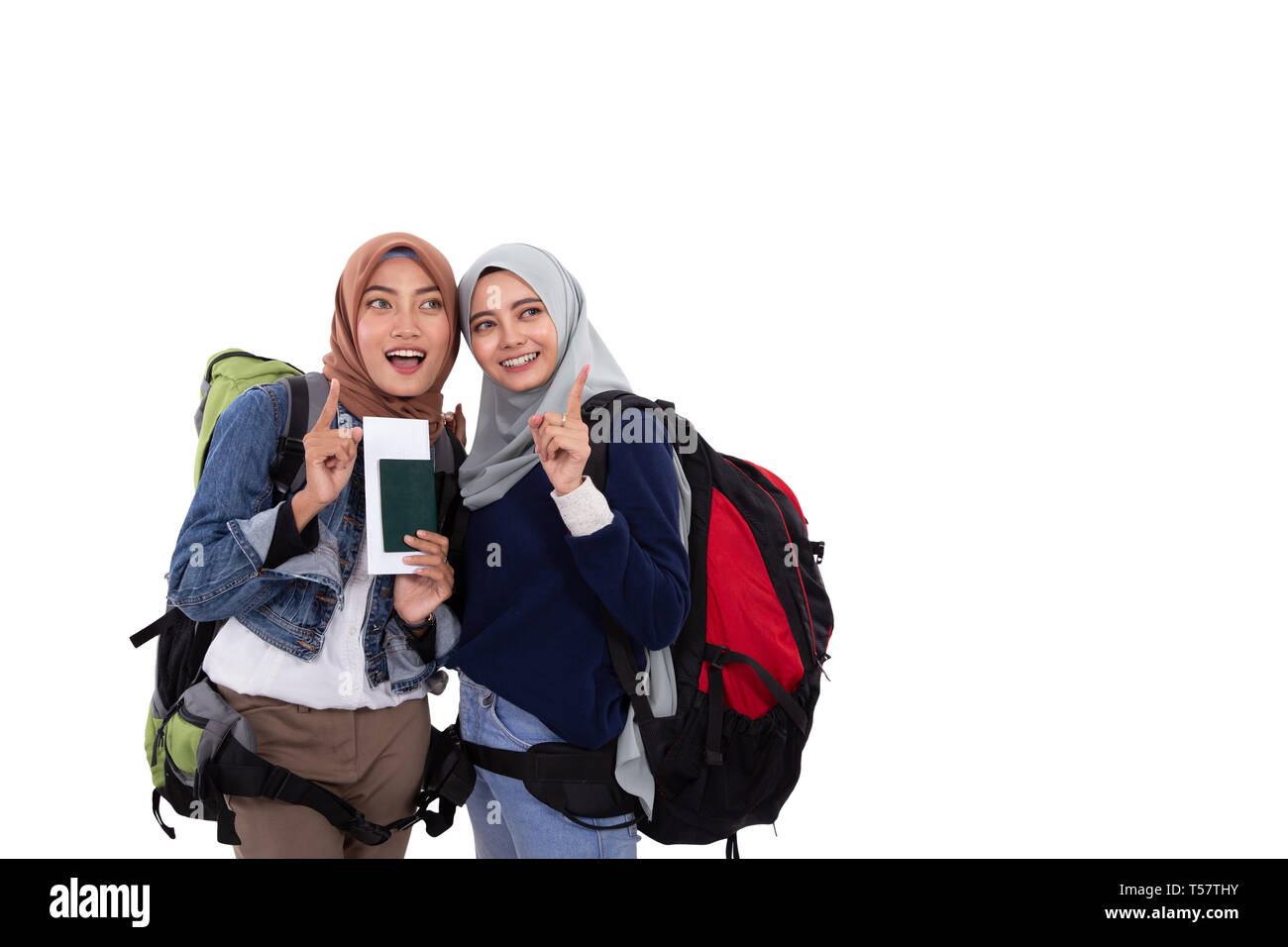 muslim woman backpacker holding passport Stock Photo - Alamy