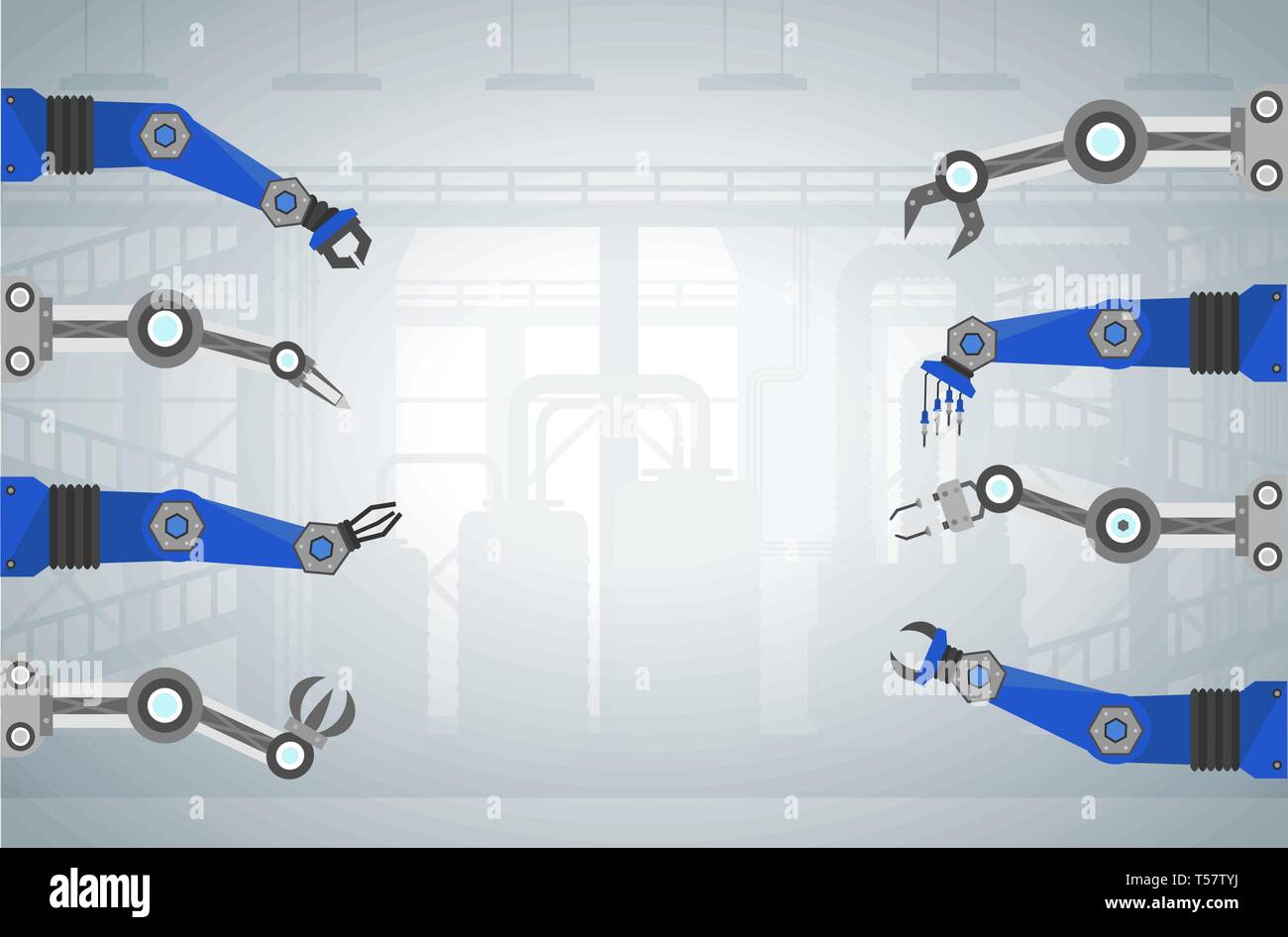 Set of robotic arms in a row vector illustration Stock Vector Image ...