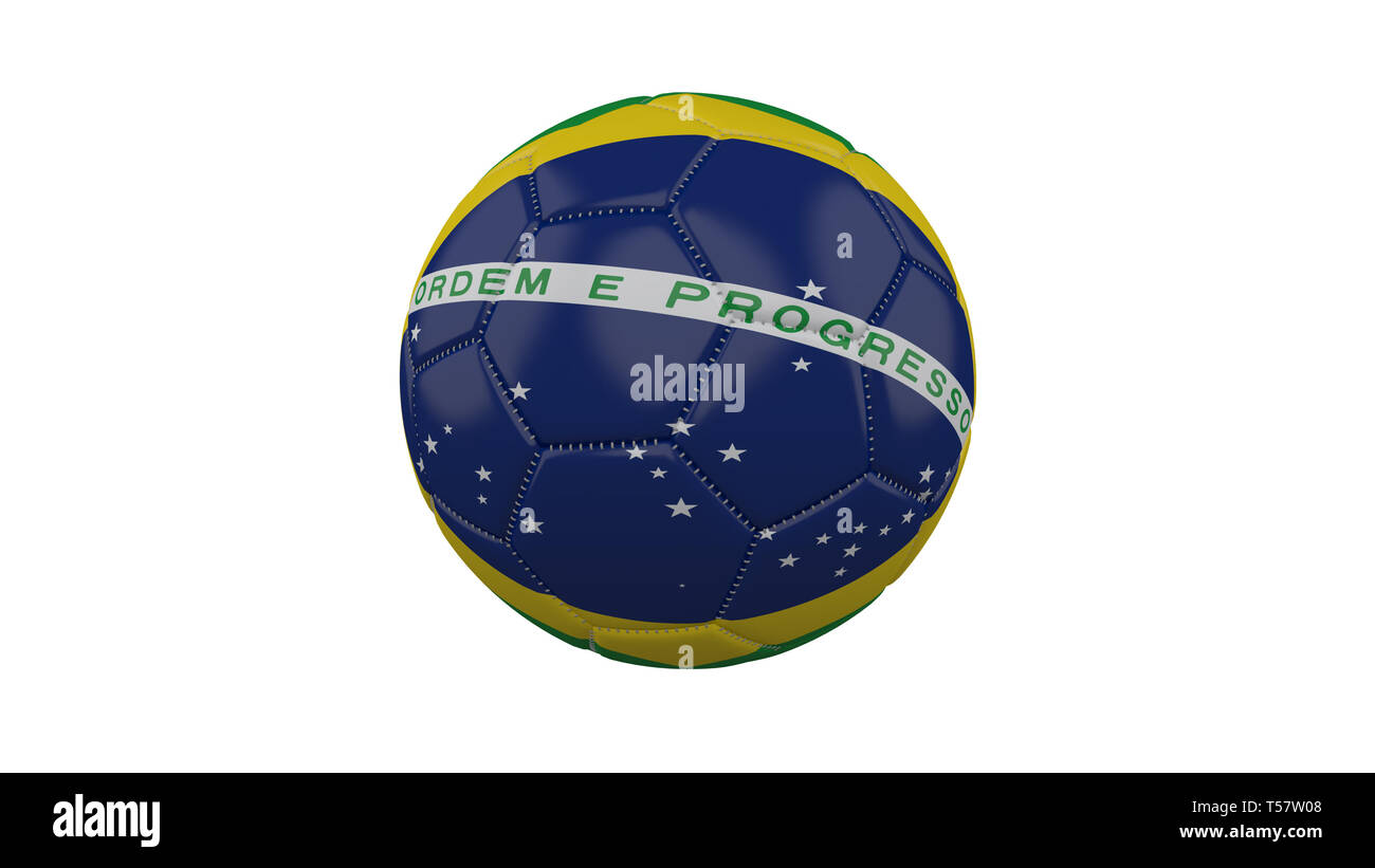 Soccer ball with Brazil flag, isolate on a white background, 3d render ...