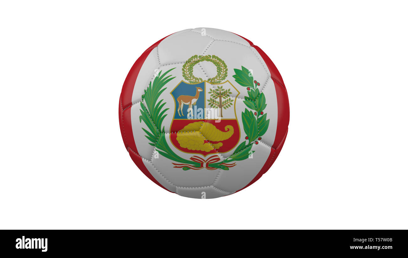 Soccer ball with Peru flag, isolate on a white background, 3d render ...