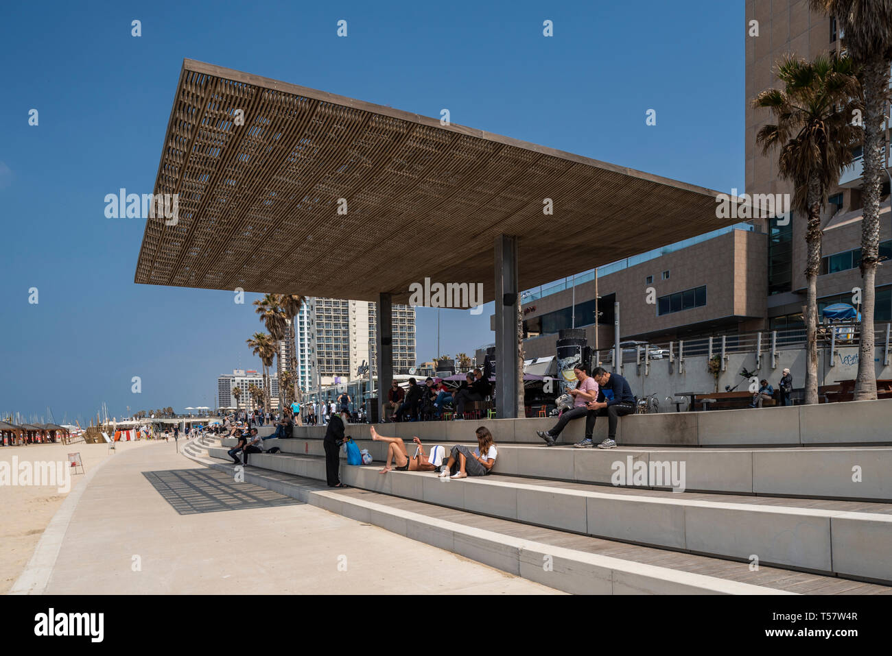 Israel, Tel Aviv-Yafo - 22 March 2019: The new Tayelet - Central Beach ...