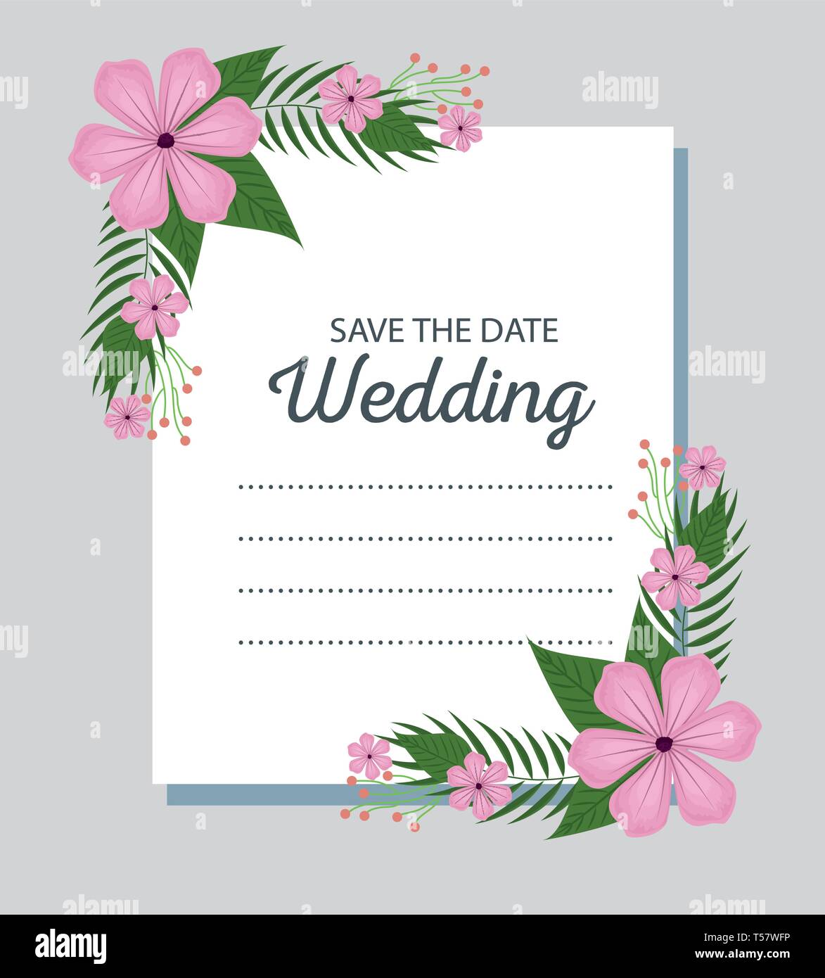 wedding card border with flowers and leaves Stock Vector Image & Art ...