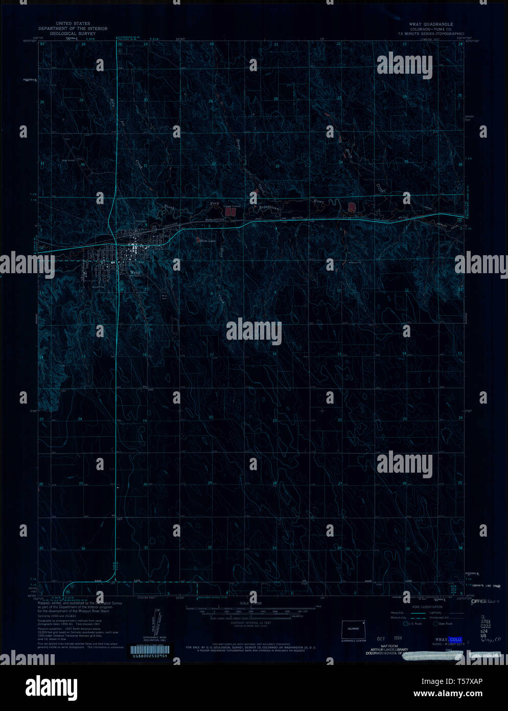 USGS TOPO Map Colorado CO Wray 401718 1961 24000 Inverted Restoration ...