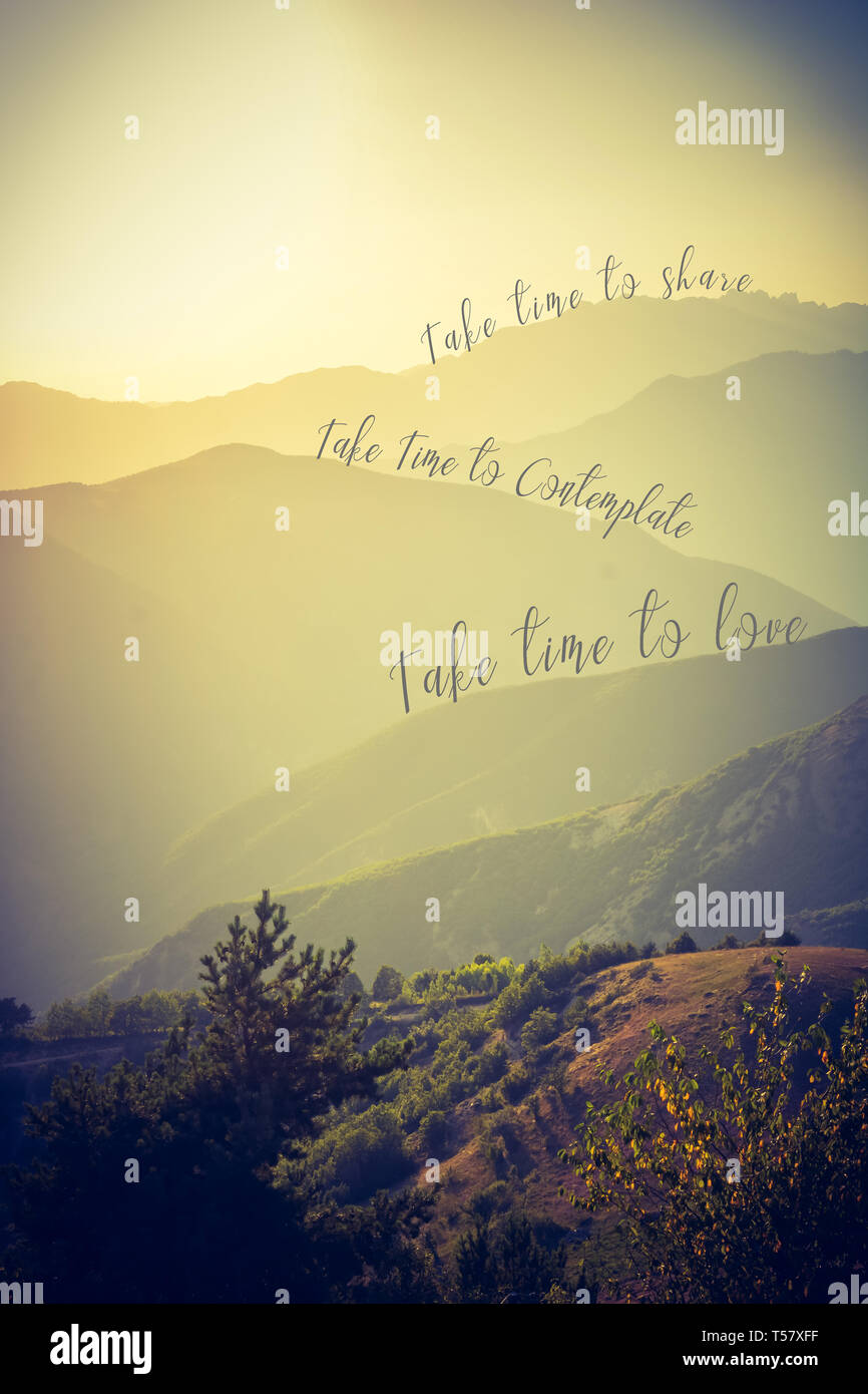 Heart shape with take time to love on landscape Stock Photo - Alamy