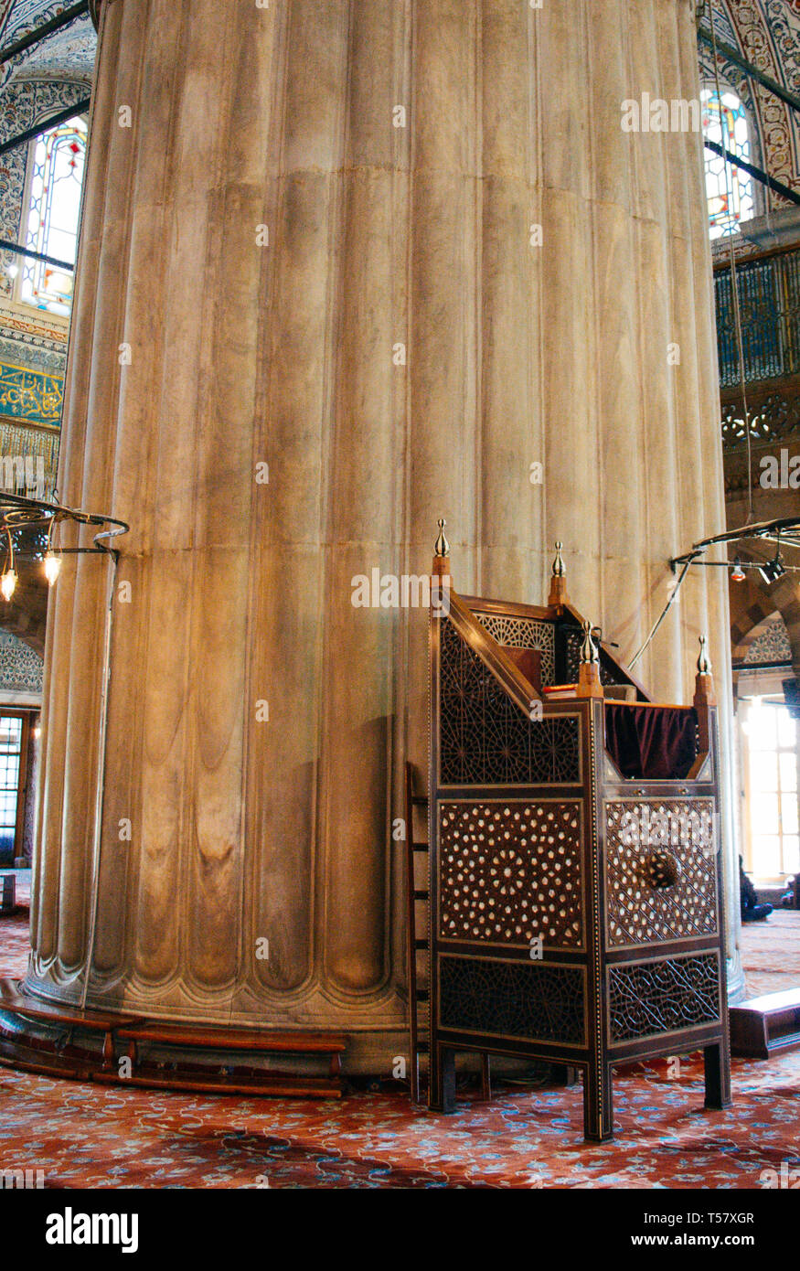 Interior of Ottoman style mosque with a huge pillars and arches Stock ...