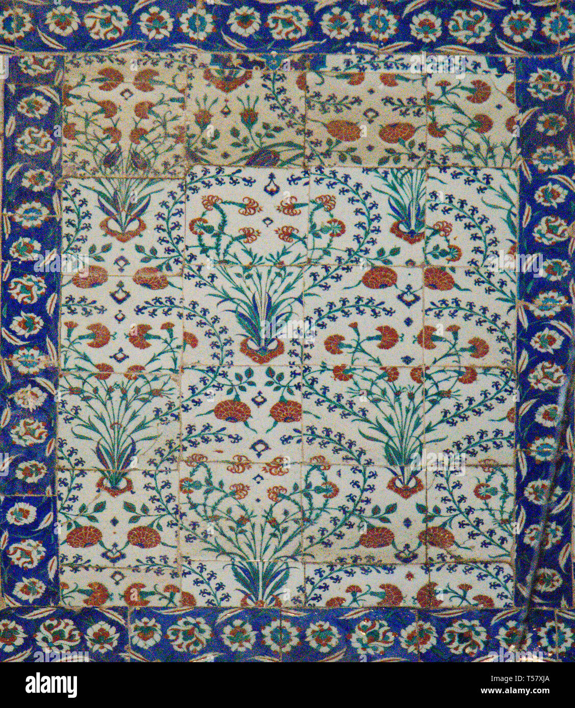 Ottoman ancient Handmade Turkish Tiles with floral patterns Stock Photo ...