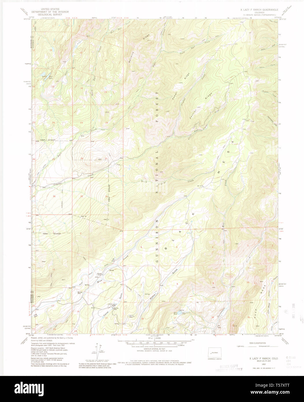 USGS TOPO Map Colorado CO X Lazy F Ranch 401725 1957 24000 Restoration ...