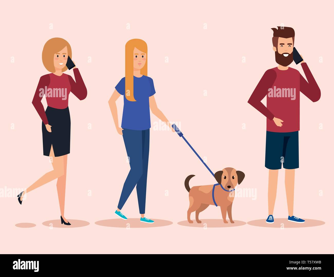 Woman calling dog Stock Vector Images - Alamy