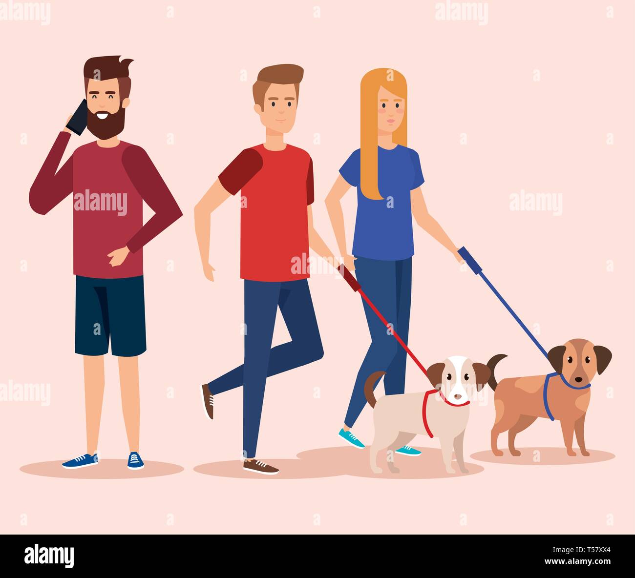 Woman calling dog Stock Vector Images - Alamy