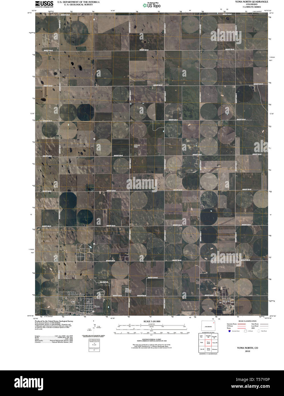 USGS TOPO Map Colorado CO Yuma North 20100812 TM Restoration Stock ...