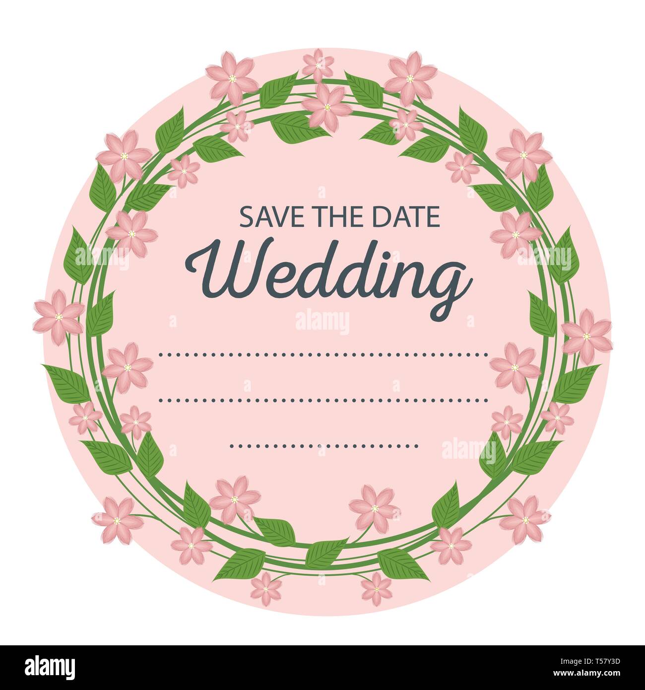 beautiful wedding card with flowers design and leaves Stock Vector ...