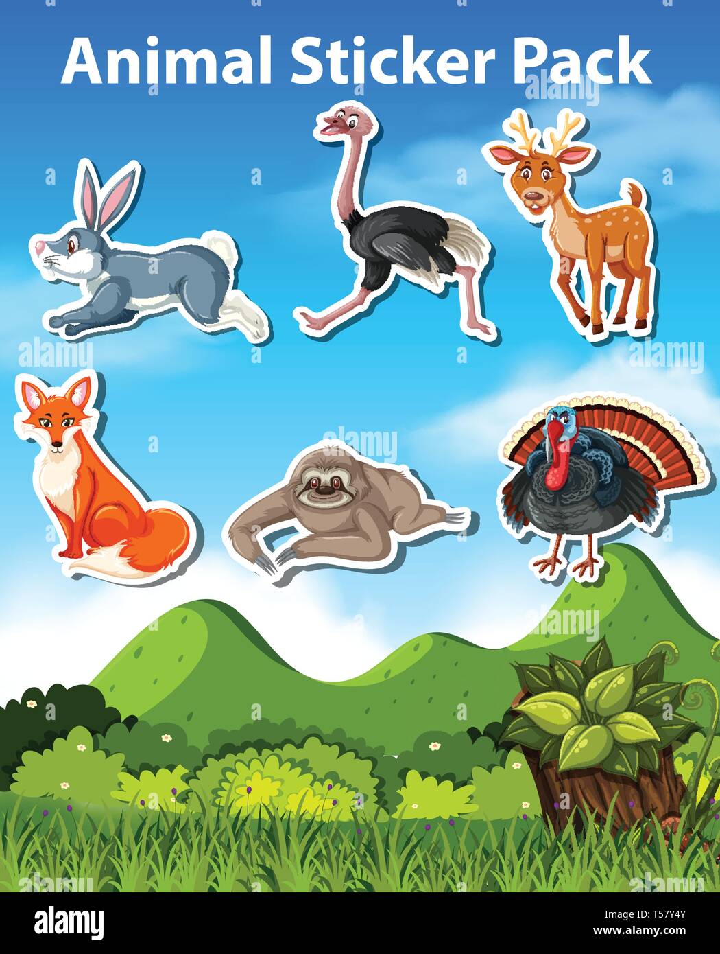 Set of animal sticker illustration Stock Vector Image & Art - Alamy