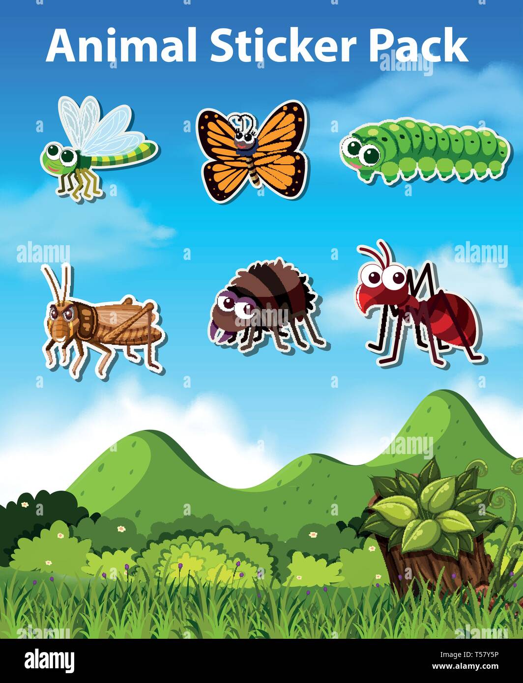Set of insect sticker illustration Stock Vector Image & Art - Alamy