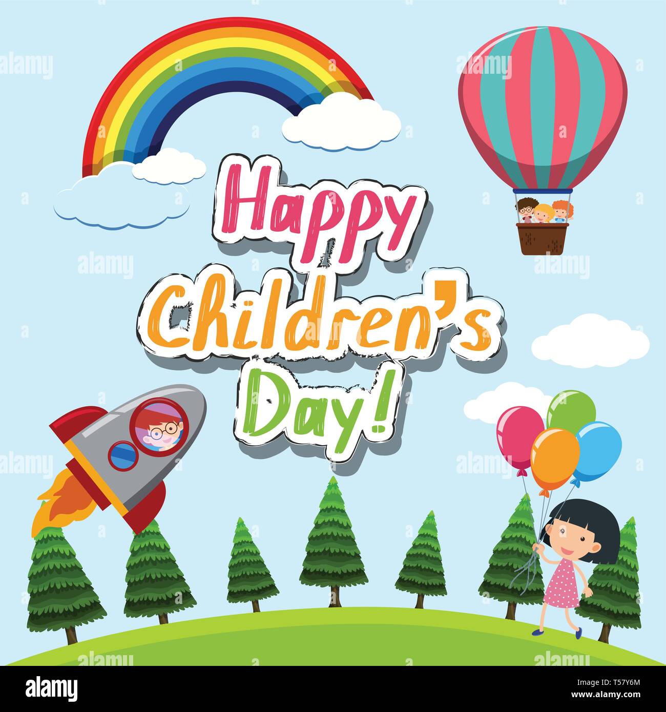 A happy children template illustration Stock Vector Image & Art - Alamy