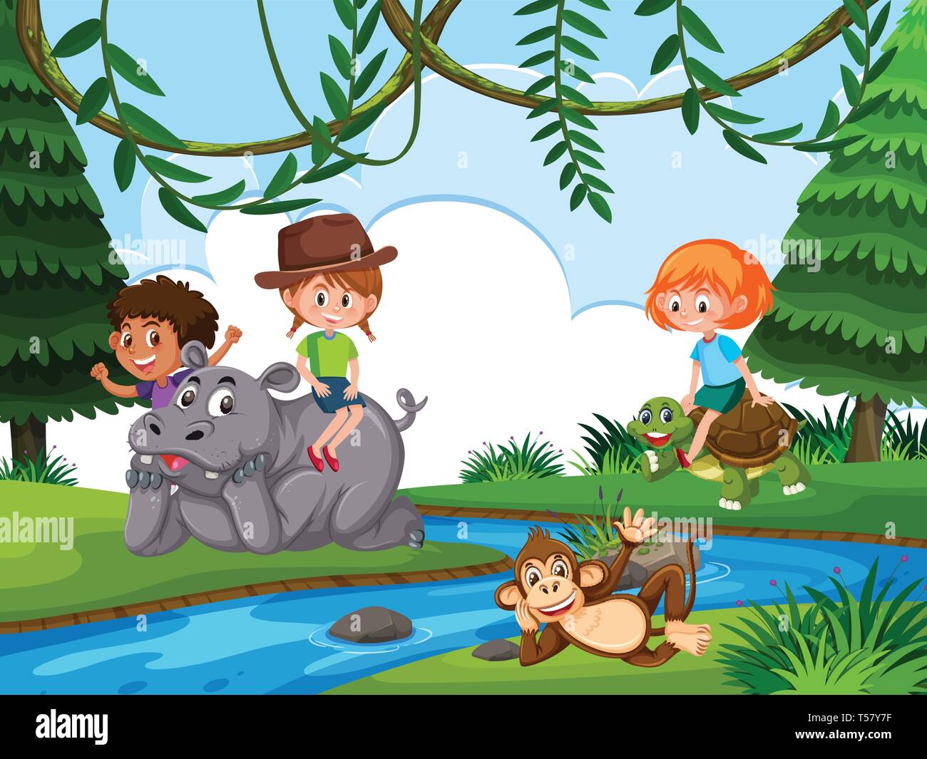 Children in nature Stock Vector Images - Alamy