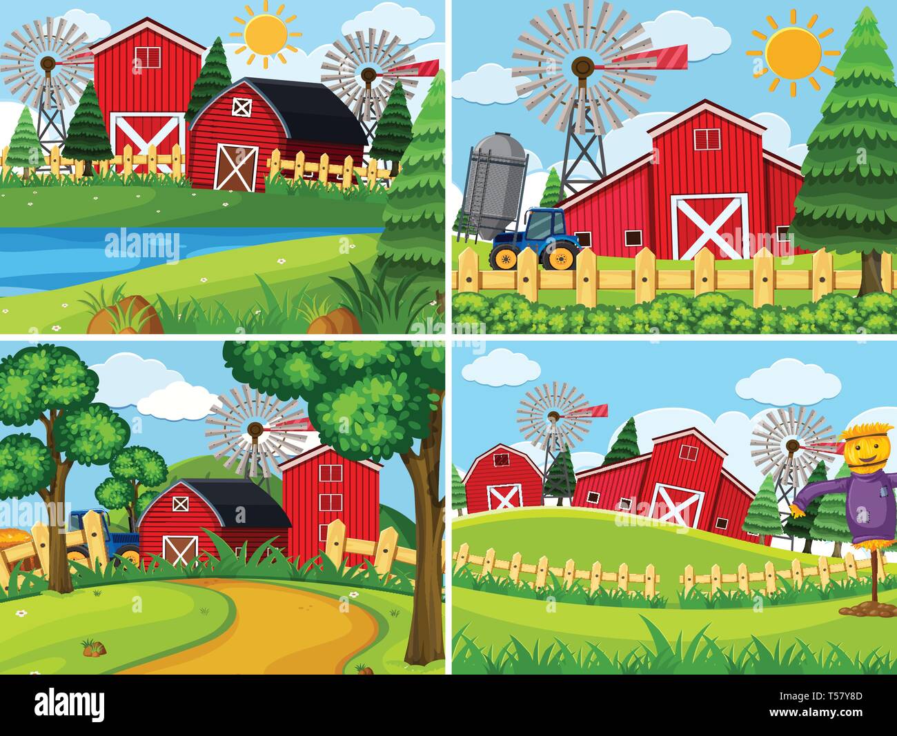 Set of farmland landscape illustration Stock Vector Image & Art - Alamy